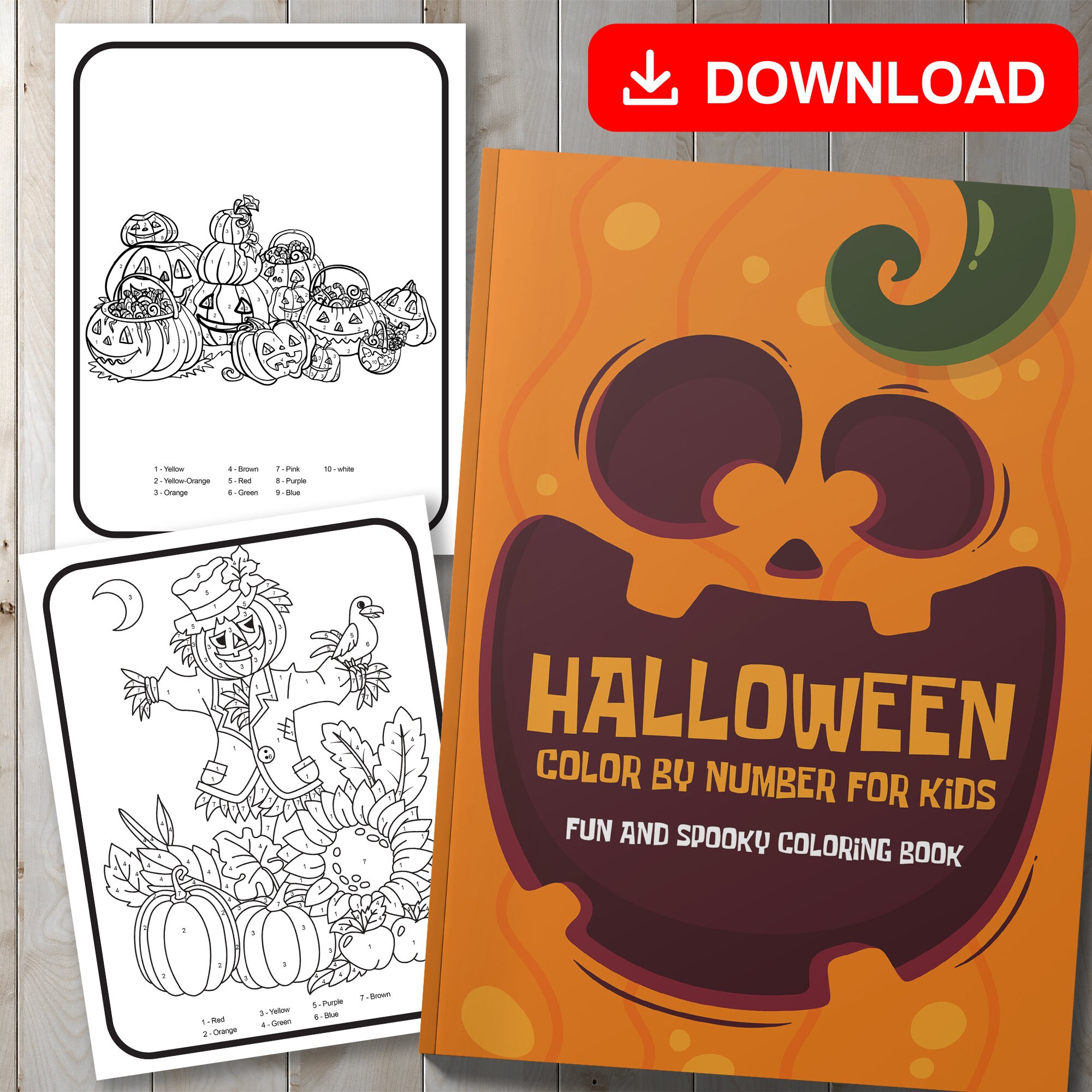 BEST VALUE Halloween Color by Number for Kids Instant - Etsy