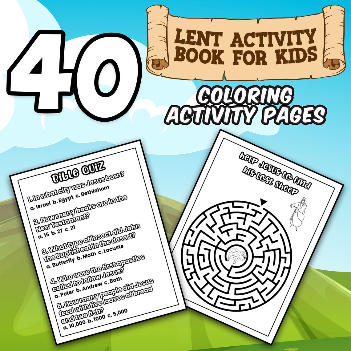 BEST VALUE 40 Lent Activity Book for Kids Instant Download 40 Days ...