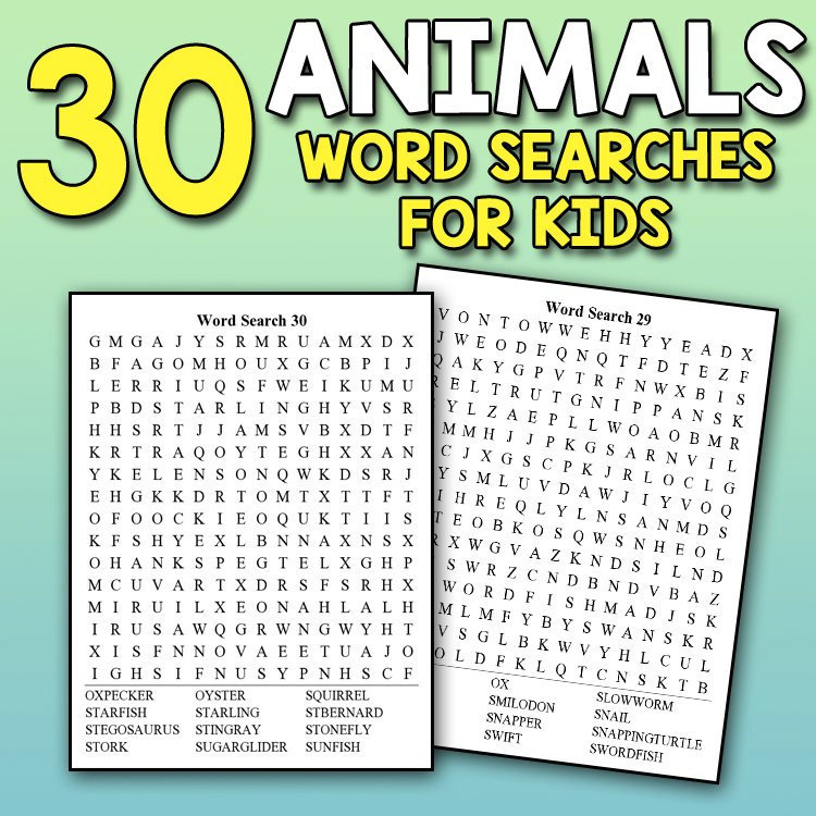 BEST VALUE 30 Animals Word Searches for Kids: Easy and Fun Activity ...