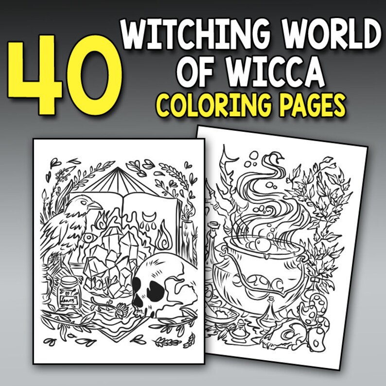 BEST VALUE 40 Witching World of Wicca Coloring Pages: A Dark - Etsy