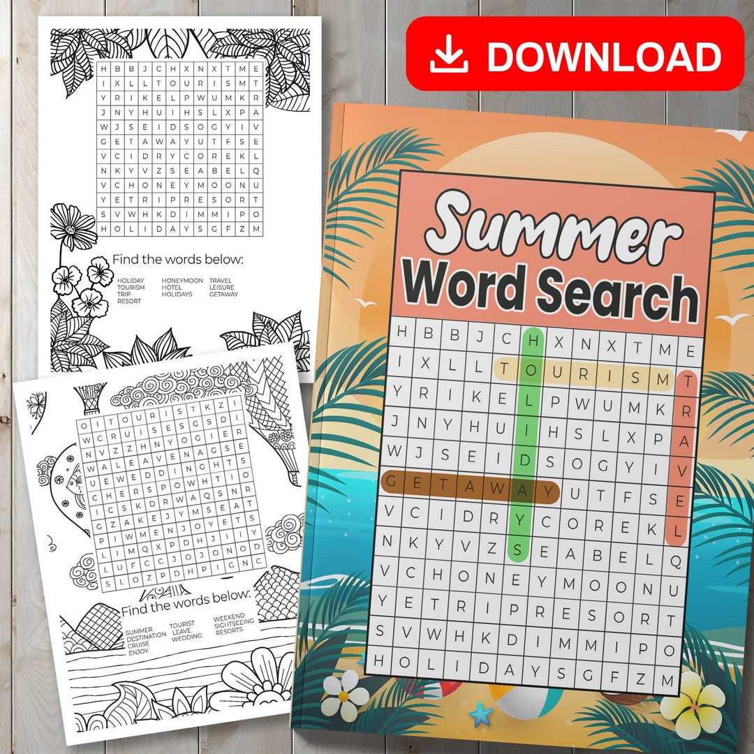 BEST VALUE Summer Word Search Large Print - Instant Download Relaxing ...