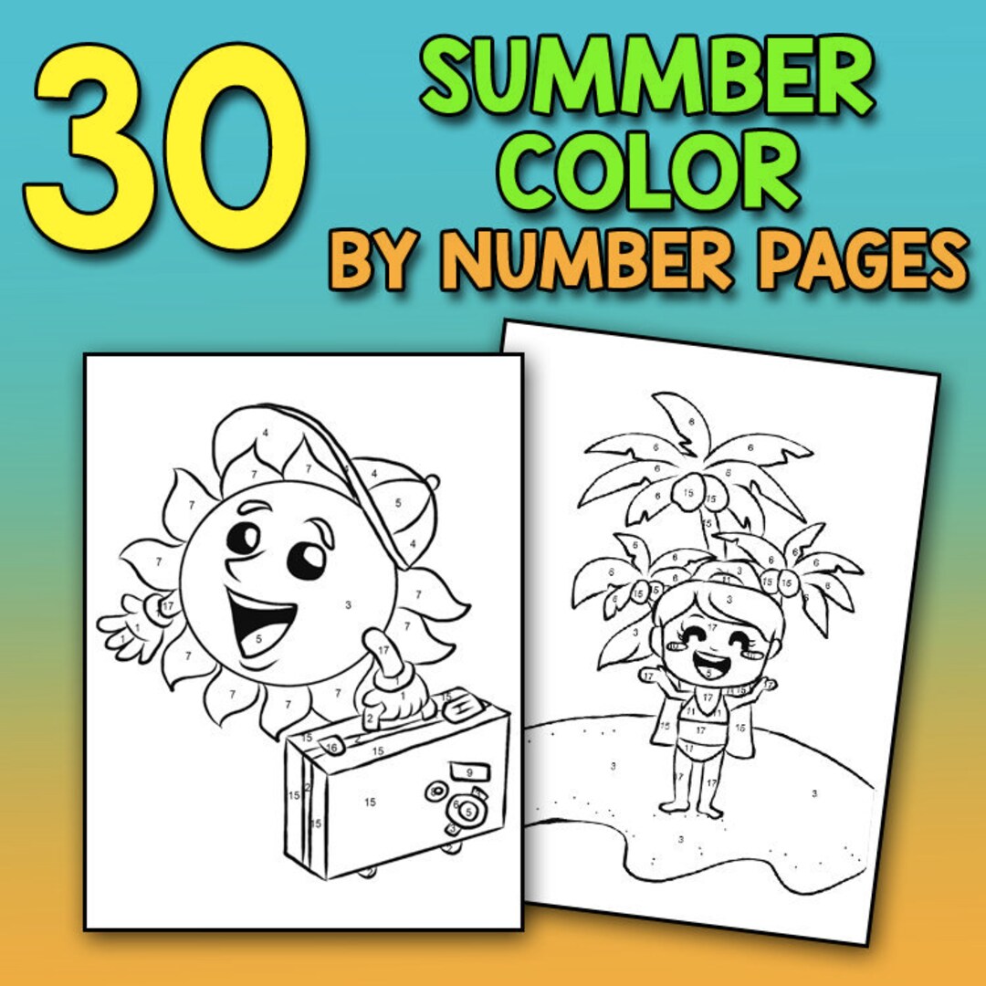 Color by Number for Kids: Summer Coloring Book Summer Vacation Coloring ...