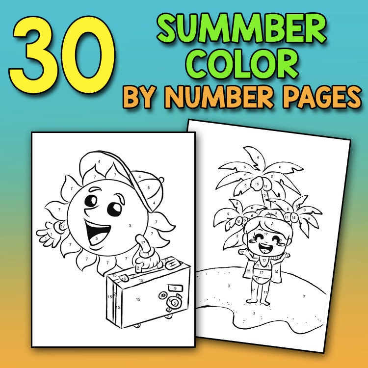 Color by Number for Kids: Summer Coloring Book Summer Vacation Coloring ...