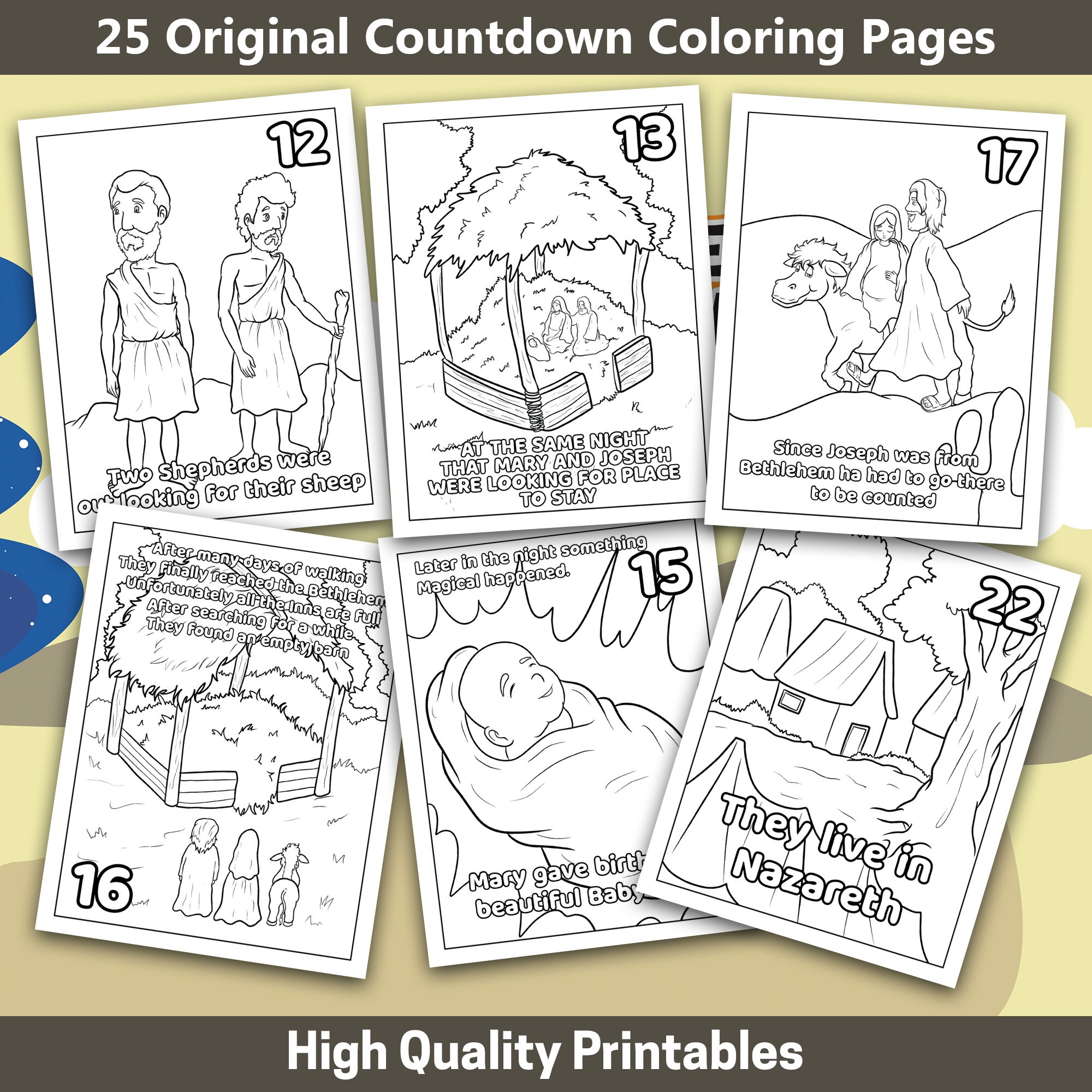 BEST VALUE 25 Nativity Advent Calendar Coloring Book Instant Download ...