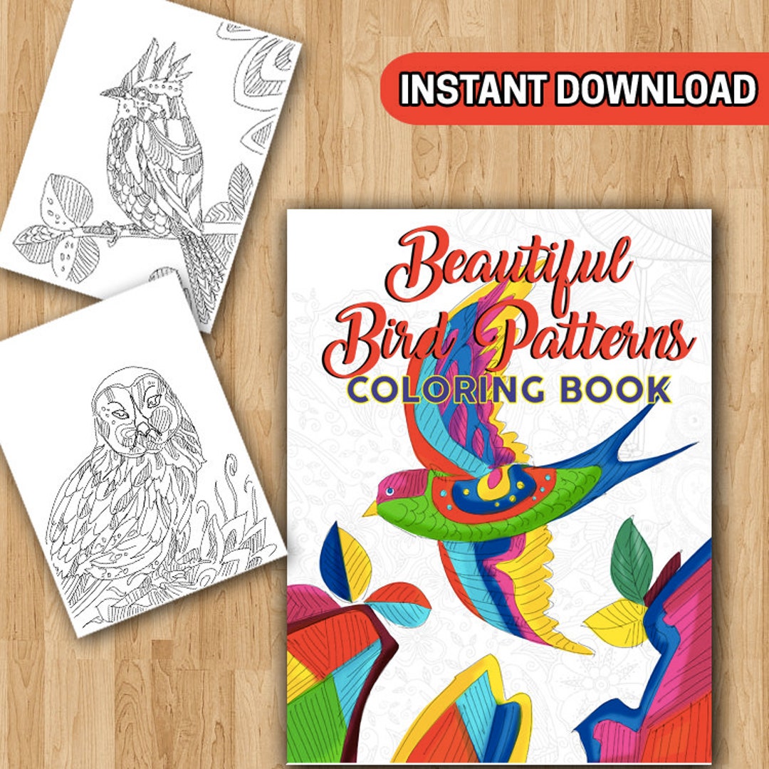 40 Bird Patterns Coloring Book for Adults Beautiful Bird Coloring Book ...
