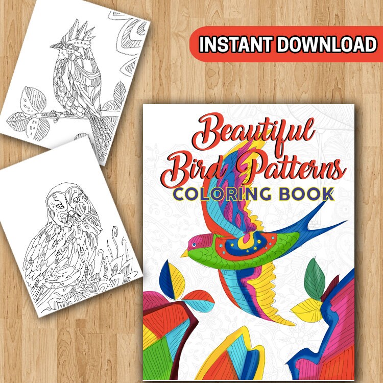 40 Bird Patterns Coloring Book for Adults Beautiful Bird - Etsy