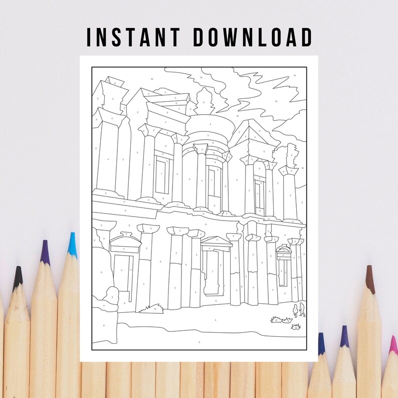 BEST VALUE Lost City, Petra, Jordan Coloring Page - Instant Download ...
