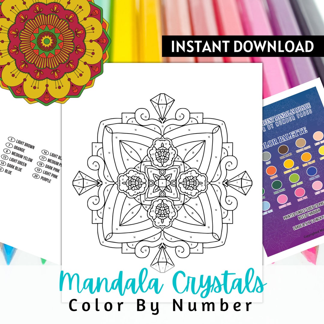 BEST VALUE Magnificent Mandalas Mosaic Color by Number Instant Download ...