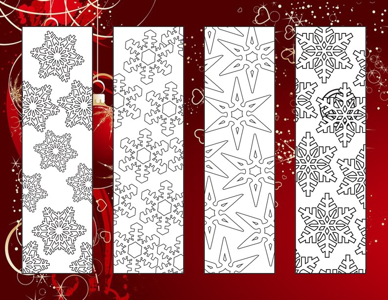 Christmas Coloring Bookmarks -snowflakes in Different Shapes & Sizes ...