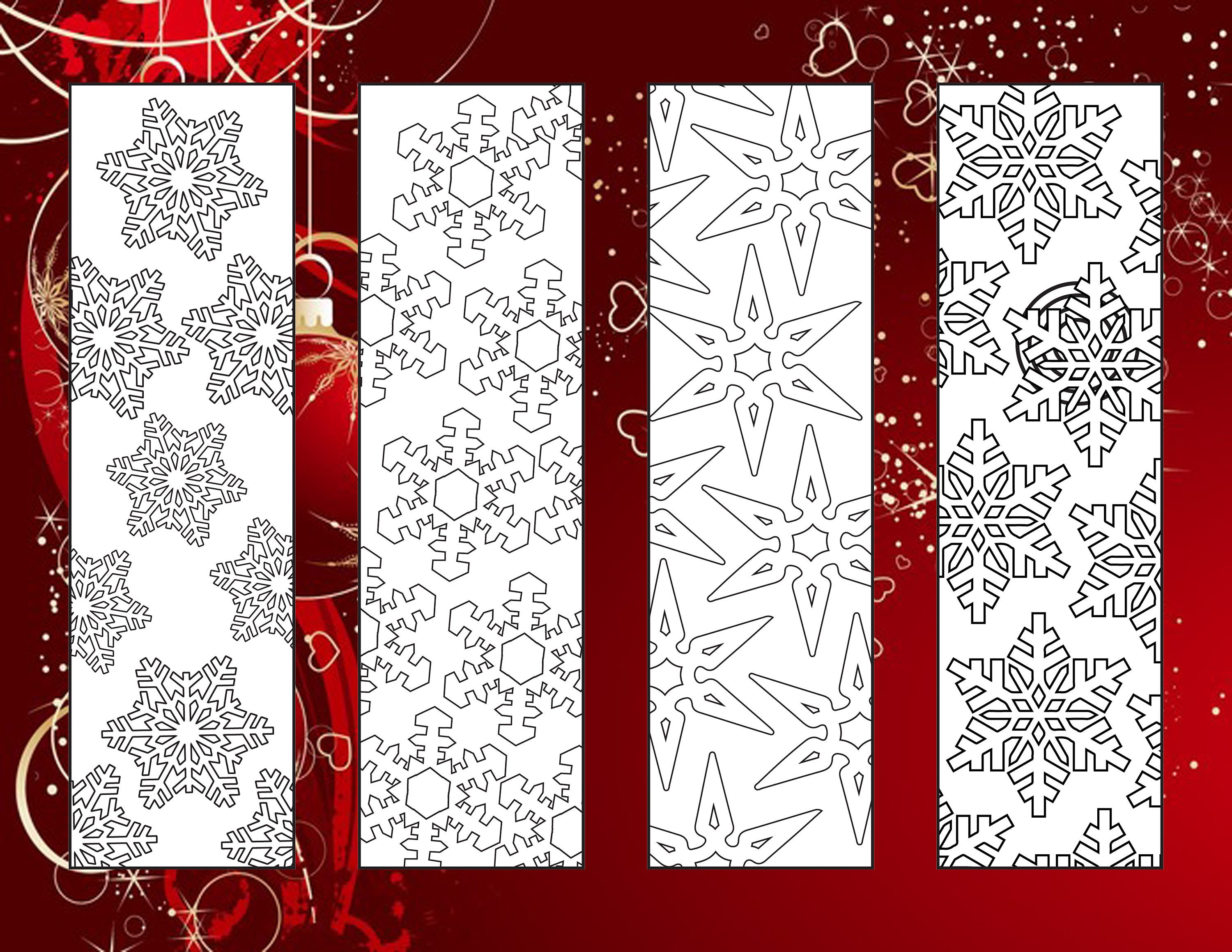 Christmas Coloring Bookmarks -snowflakes in Different Shapes & Sizes ...
