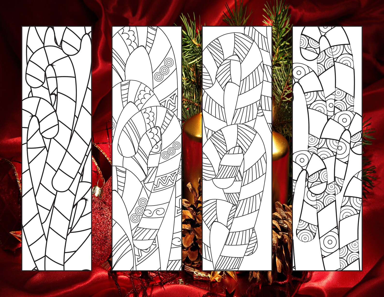 Christmas Coloring Bookmarks - Candy Canes Printable Bookmarks for Kids ...