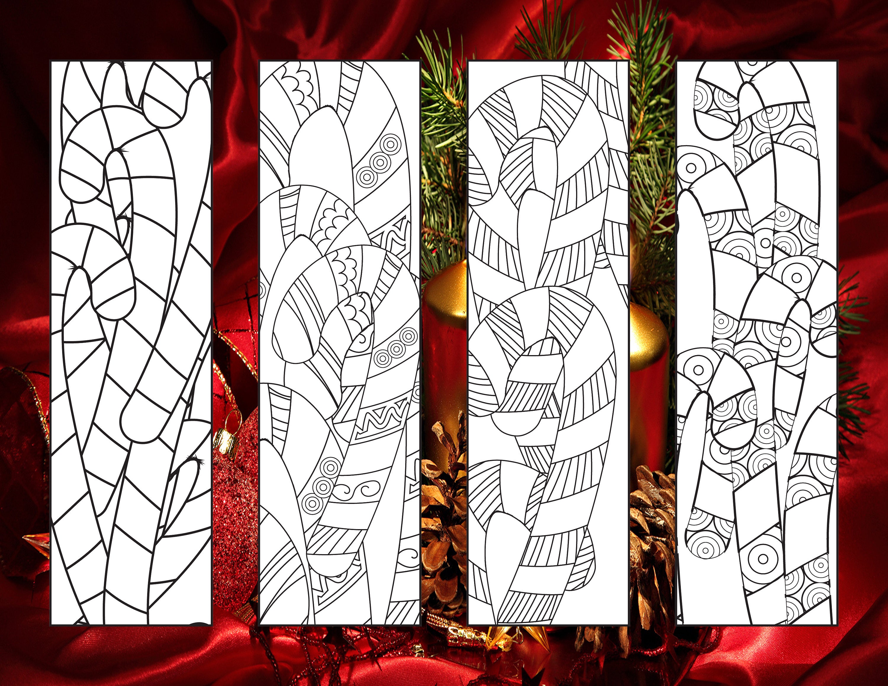 Christmas Coloring Bookmarks - Candy Canes Printable Bookmarks for Kids ...