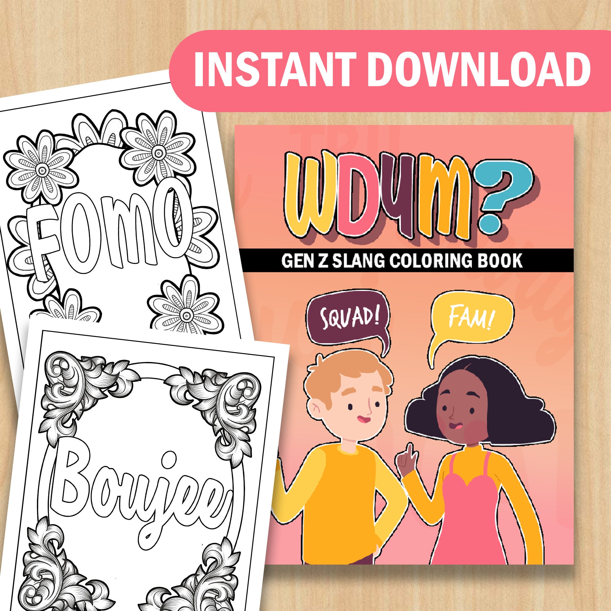 BEST VALUE 25 Pages of Gen Z Slang Coloring Book With Gorgeous Designs ...