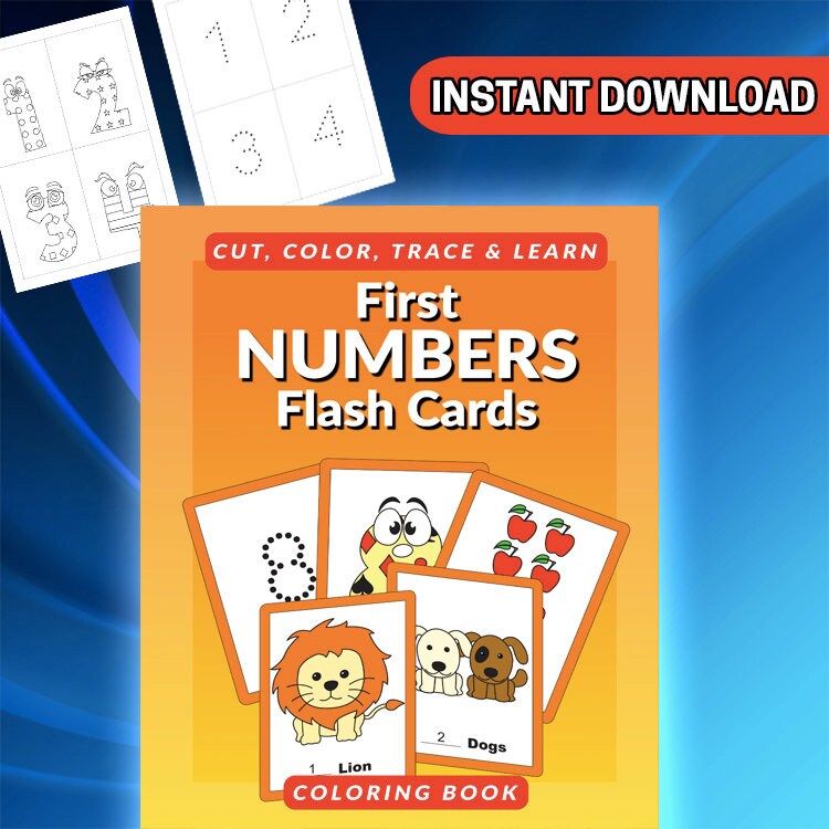 15 First Numbers Flash Cards Coloring Pages - Instant Download Coloring ...