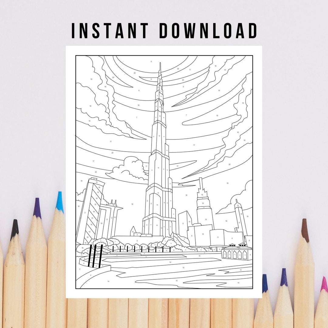 BEST VALUE Burj Khalifa, Dubai Coloring Page - Instant Download World ...