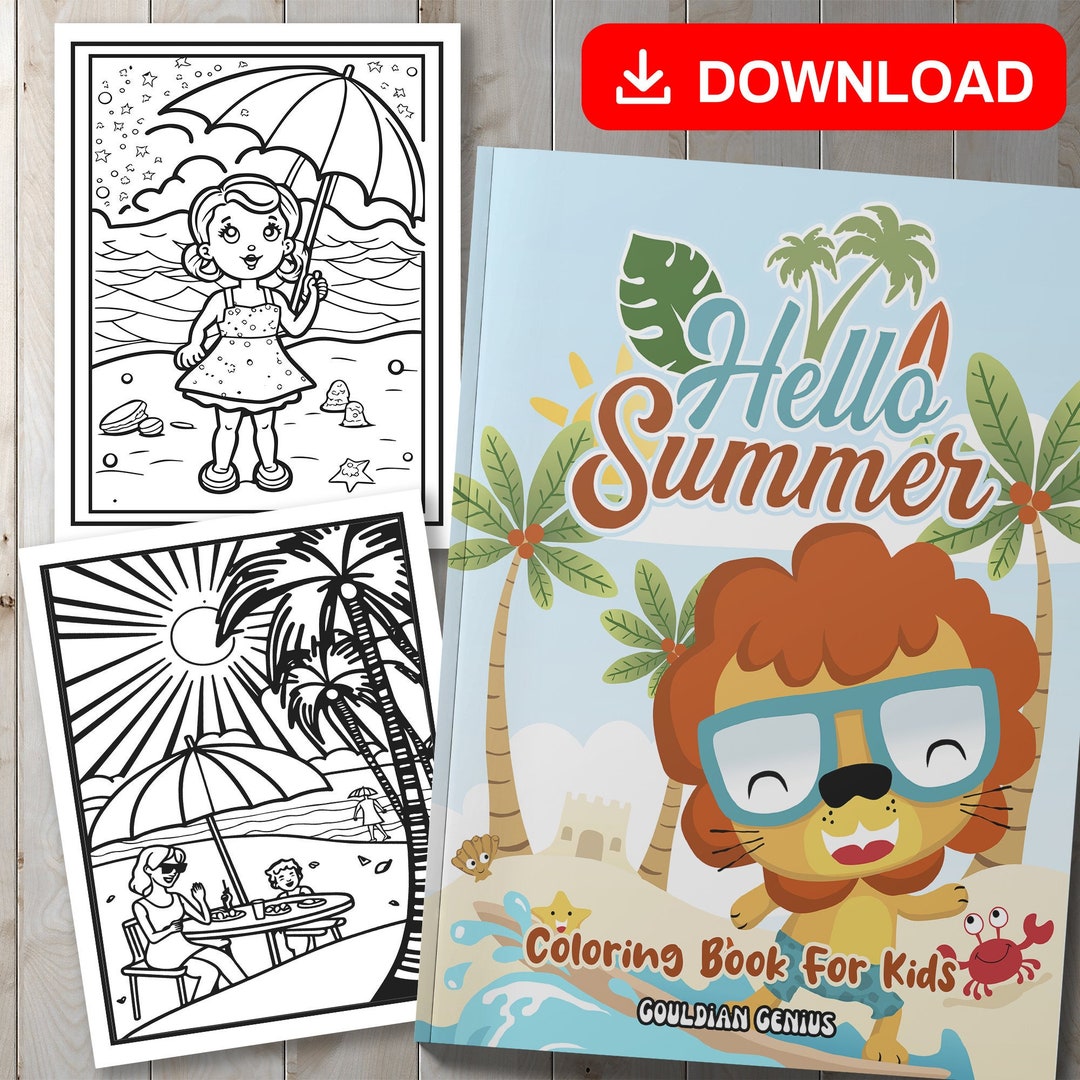 BEST VALUE Hello Summer Coloring Book for Kids - Instant Download PDF ...