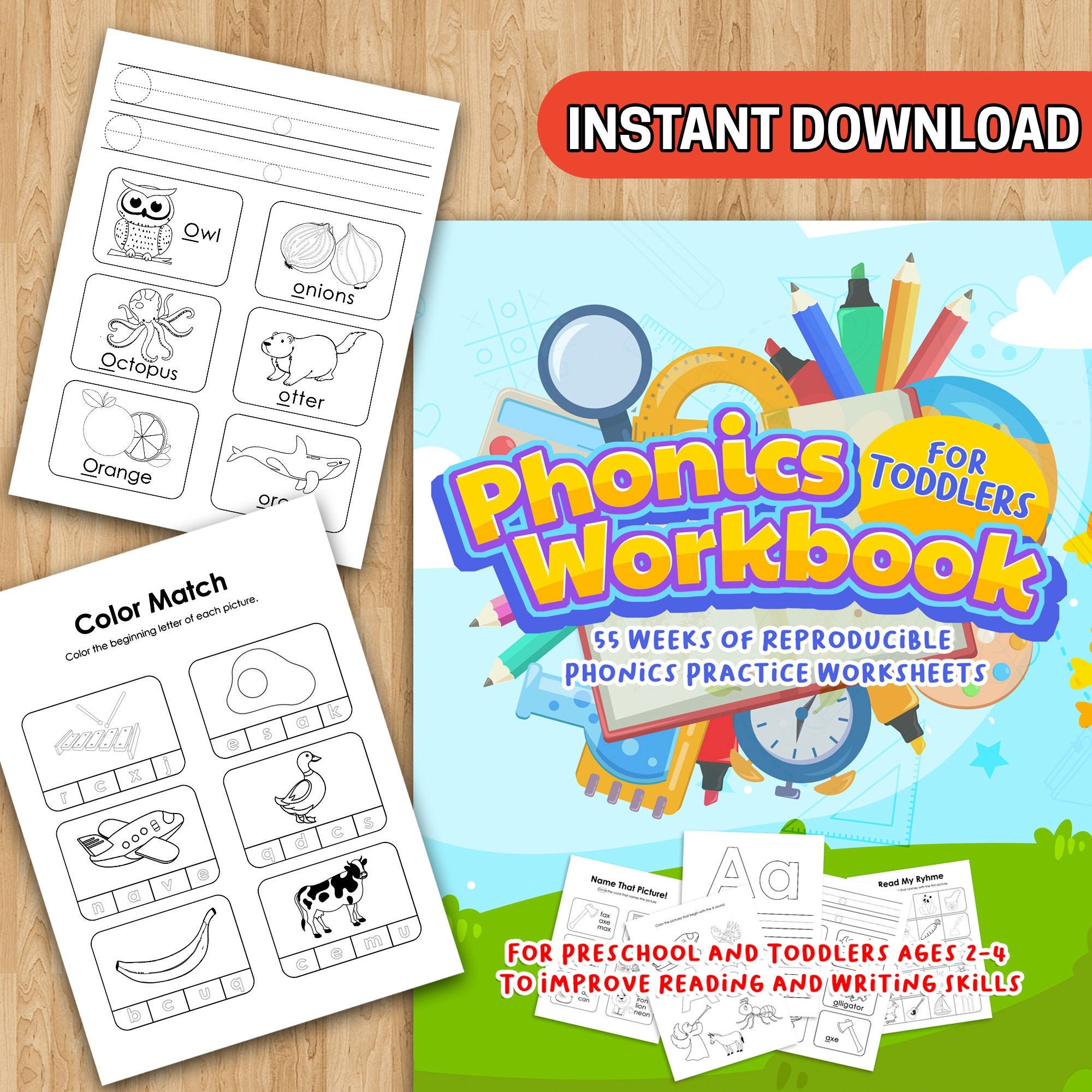 BEST VALUE Phonics Workbook for Toddlers - 55 Phonics Printable ...