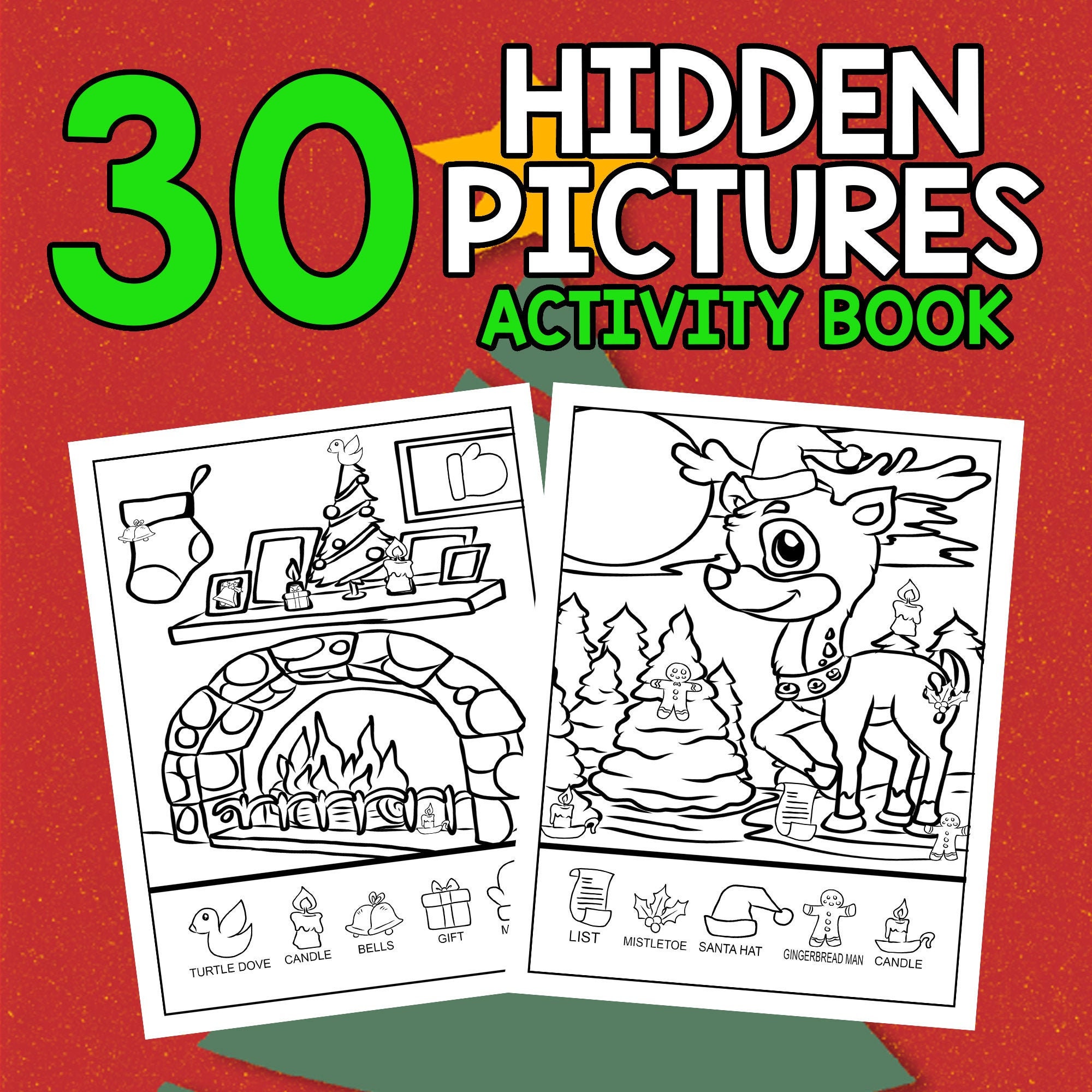 BEST VALUE 30 Hidden Pictures Activity Book Santa is Delivering Gifts A ...