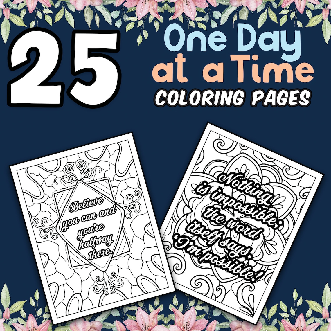 BEST VALUE 25 One Day at A Time Coloring Pages Instant Download ...