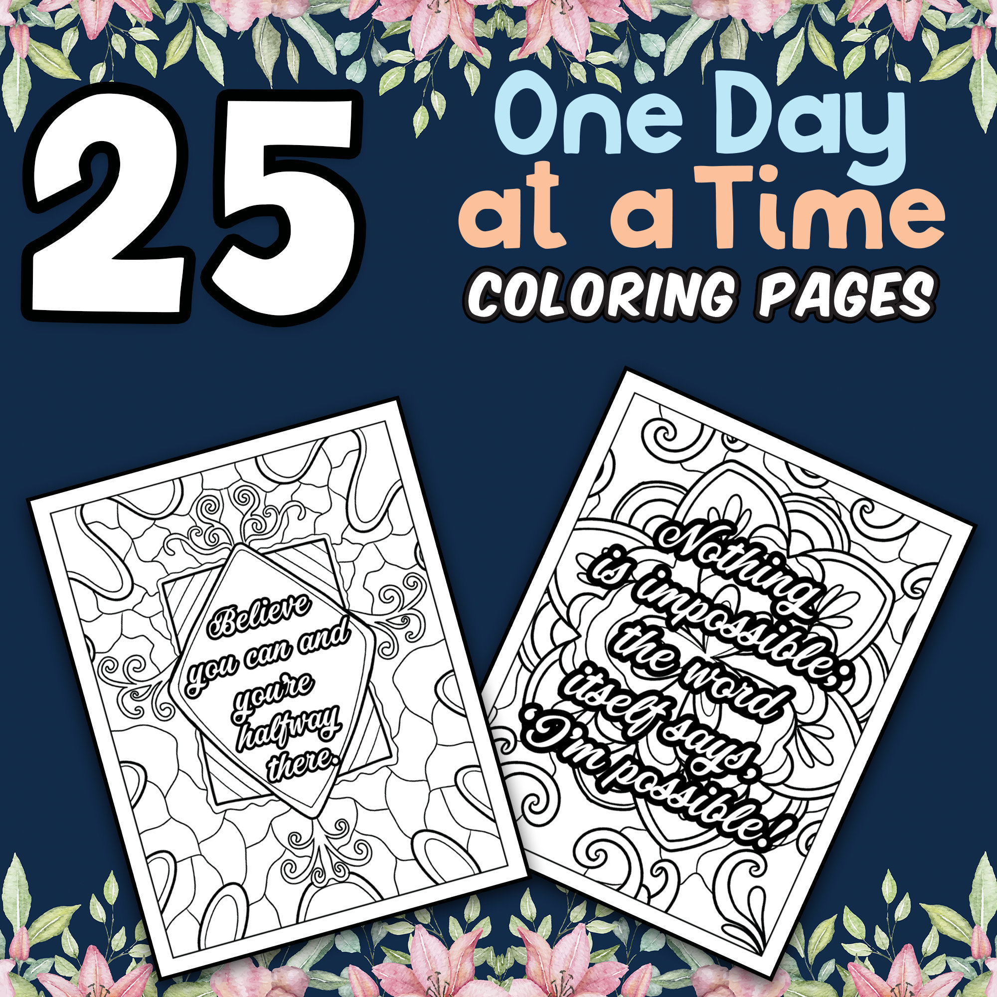 BEST VALUE 25 One Day at A Time Coloring Pages Instant Download ...