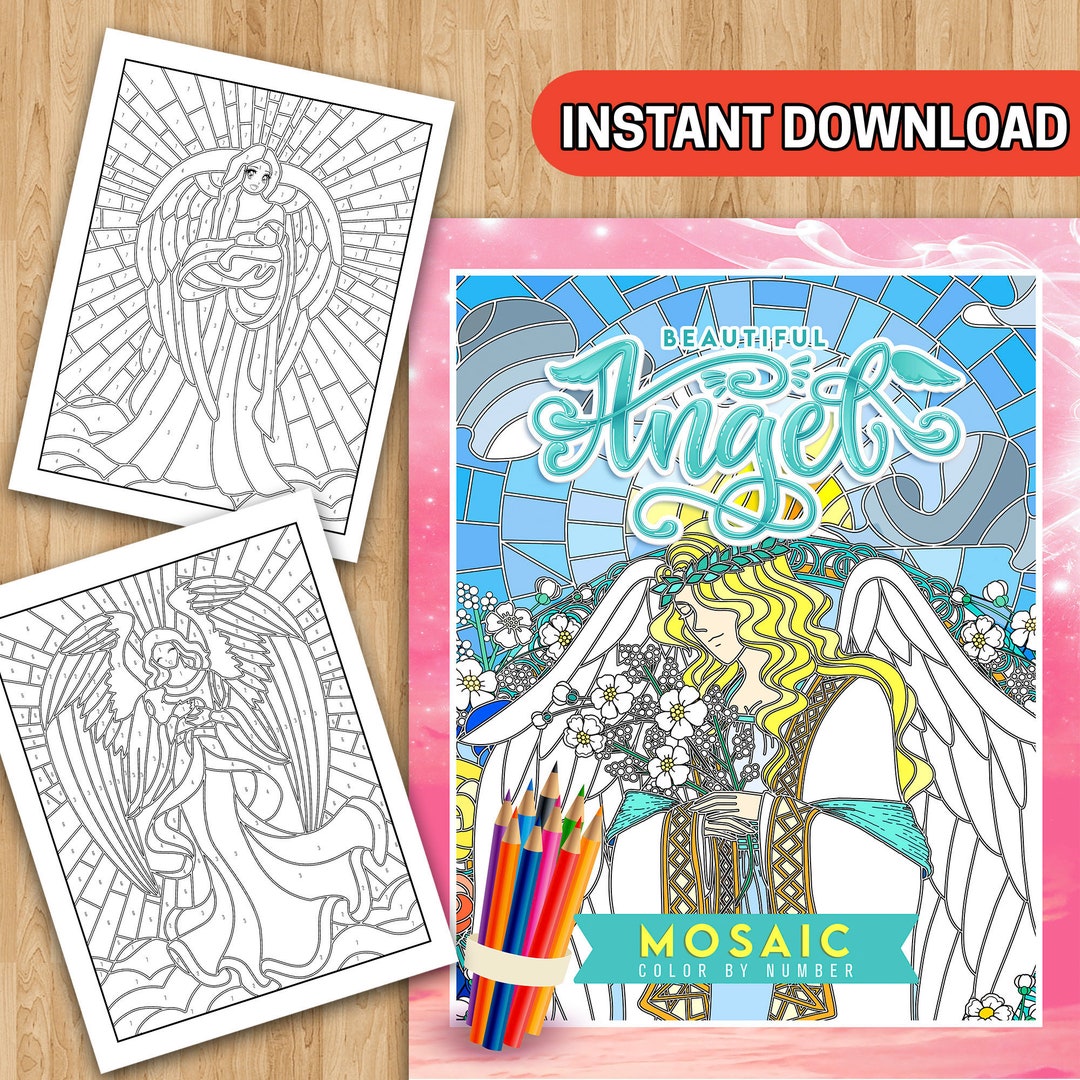 BEST VALUE Beautiful Angel Mosaic Color by Number - Lovely Archangel ...