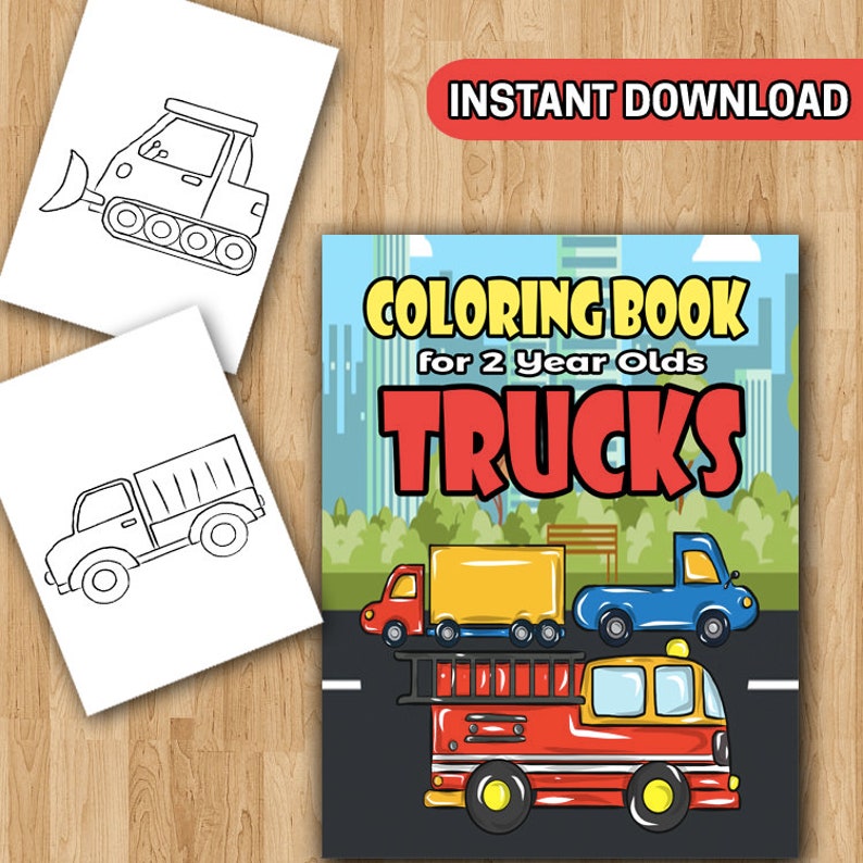 Coloring Book for 2 Years Old Trucks Fun Truck Coloring Book for ...