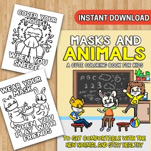 BEST VALUE Printable 30 Cute Animals Wearing Masks Coloring Pages ...