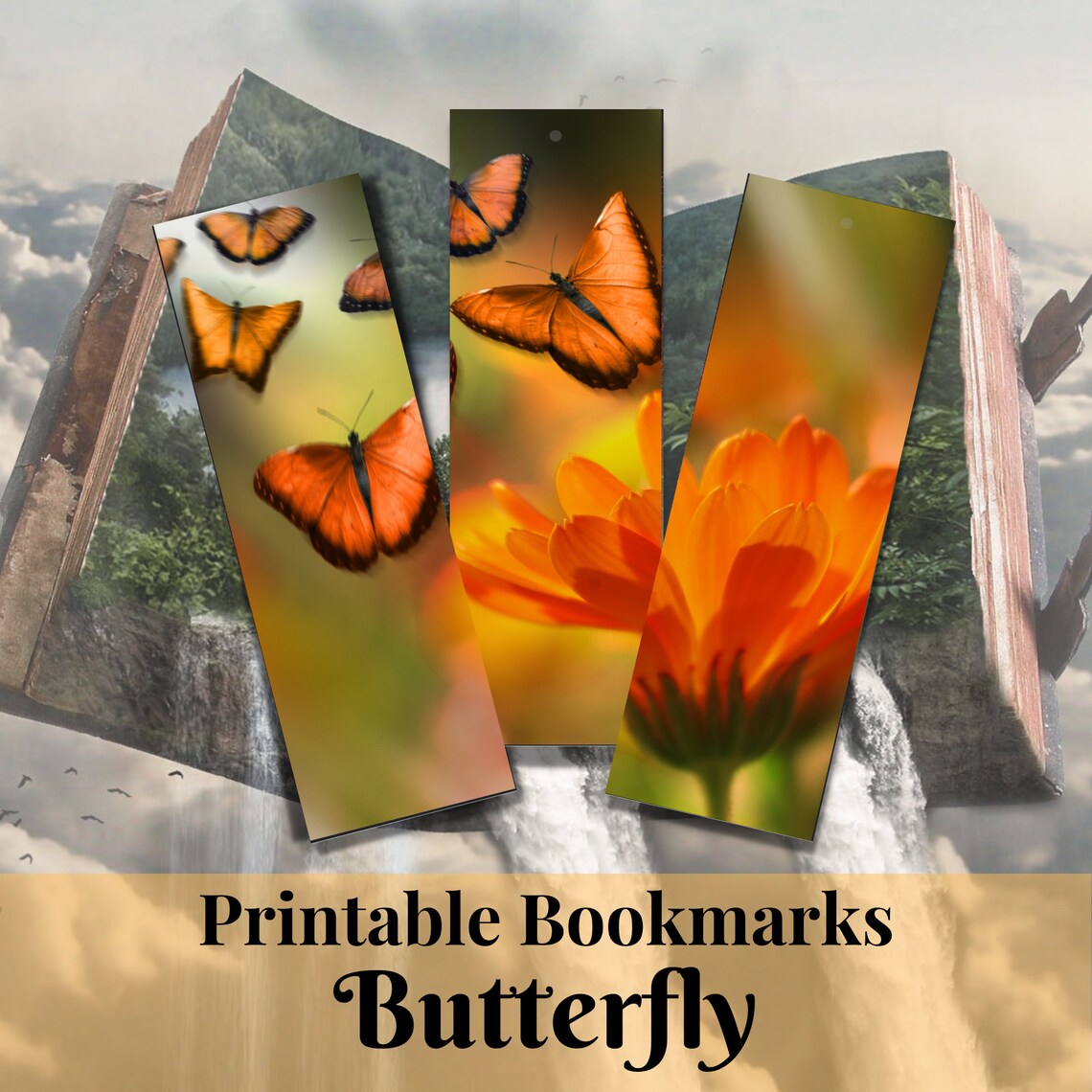 BEST VALUE Printable Bookmarks Set of 3 Butterfly Bookmark | Etsy