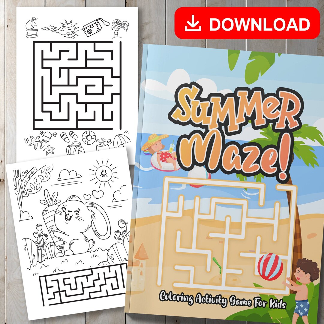 BEST VALUE Summer Maze! Coloring Activity Game for Kids - Instant ...