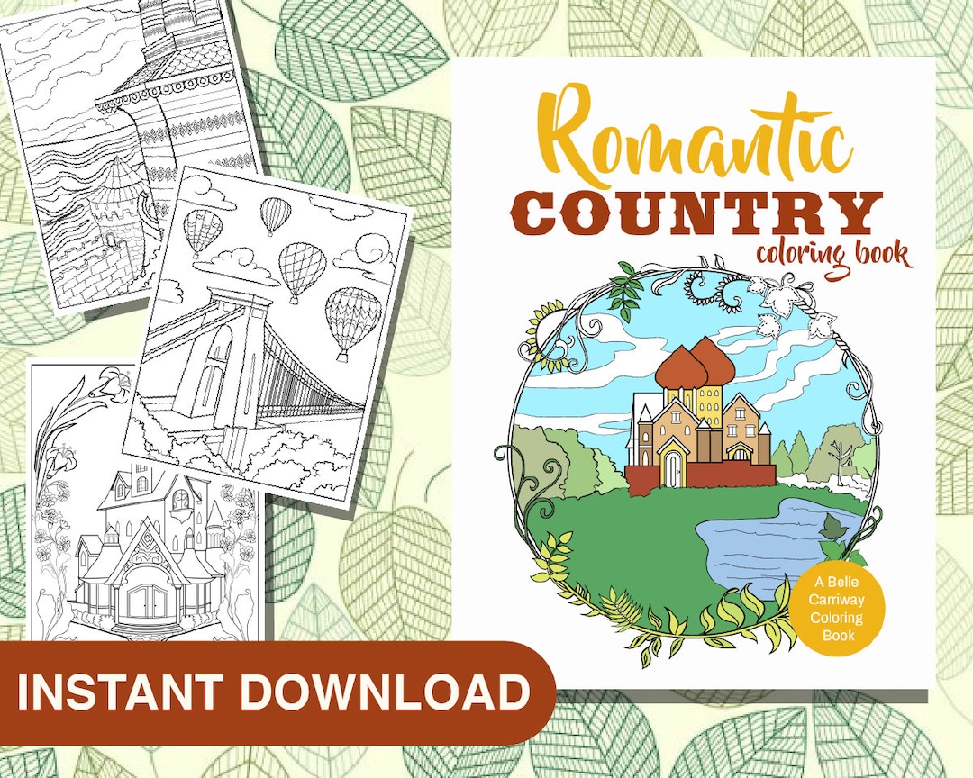25 Romantic Country Coloring Pages - Instant Download Printable ...
