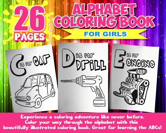 Learn the Alphabet Coloring Book Alphabet Coloring Page | Etsy