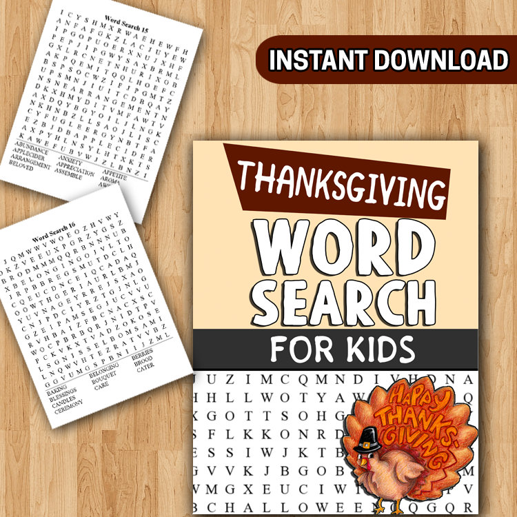 Thanksgiving Word Search: Word Search Puzzle Book for Kids Adults and ...