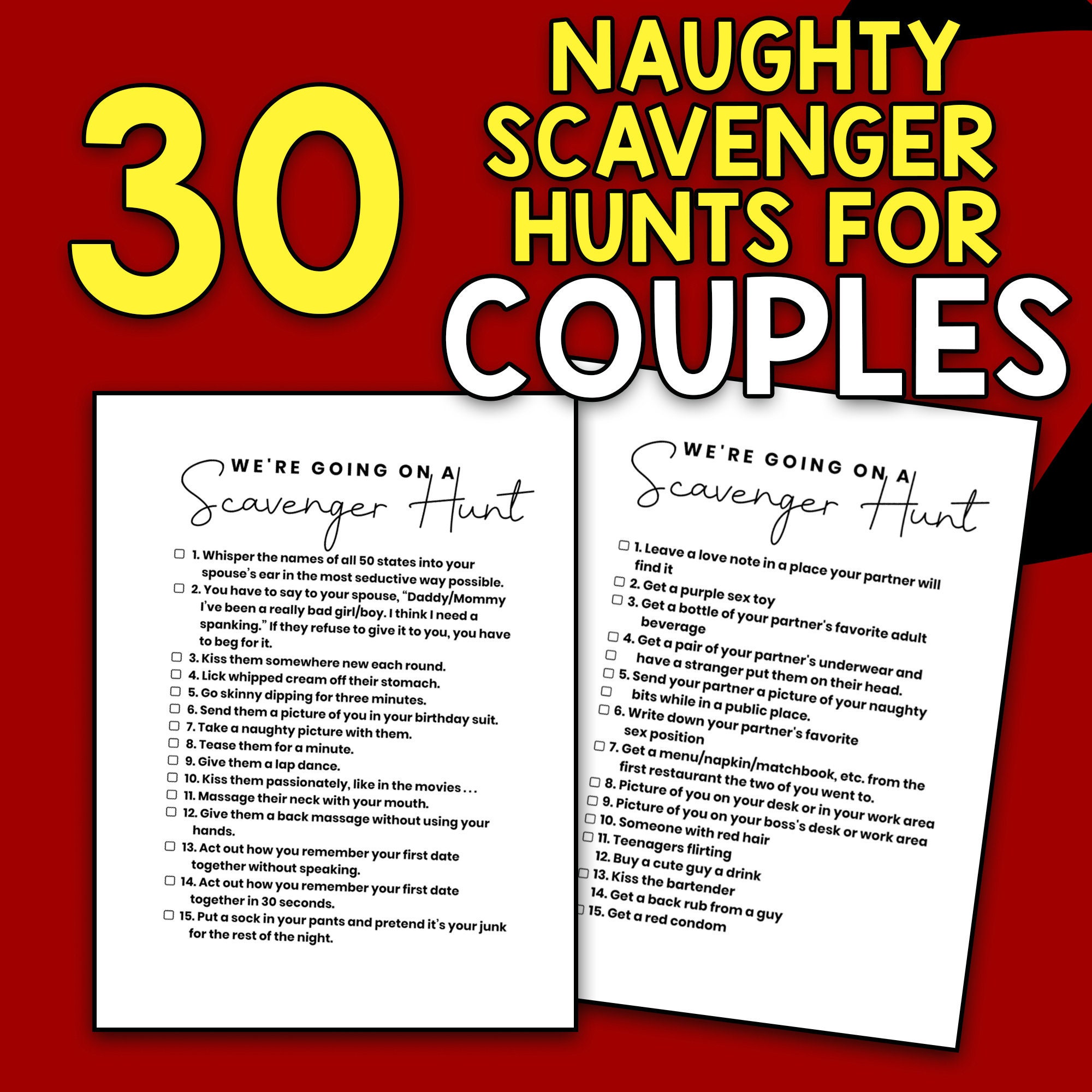 BEST VALUE 30 Printable Adult Scavenger Hunts for Couples Date Night ...