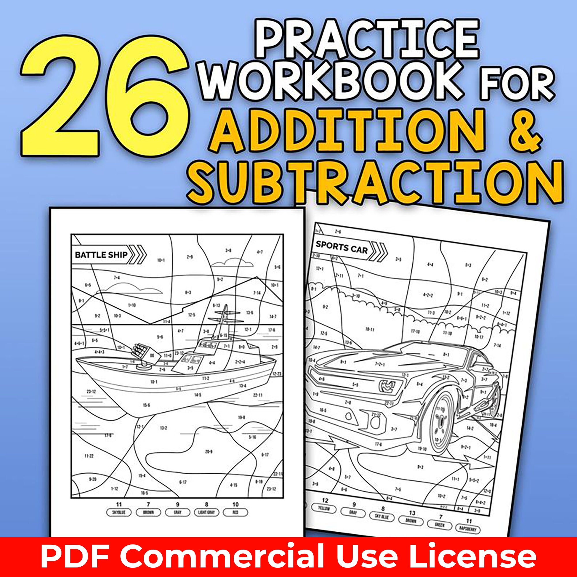 BEST VALUE 26 Color by Number Printable for Kids Addition and ...