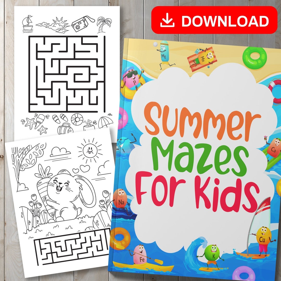 BEST VALUE Summer Mazes for Kids - Instant Download Challenging Puzzles ...