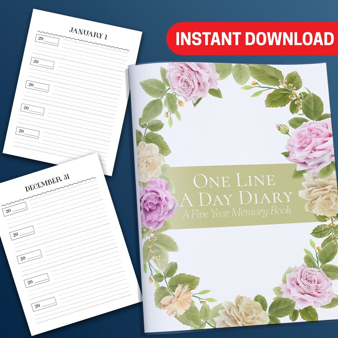 BEST VALUE! One Line A Day Diary - Instant Download Five Year Memory ...