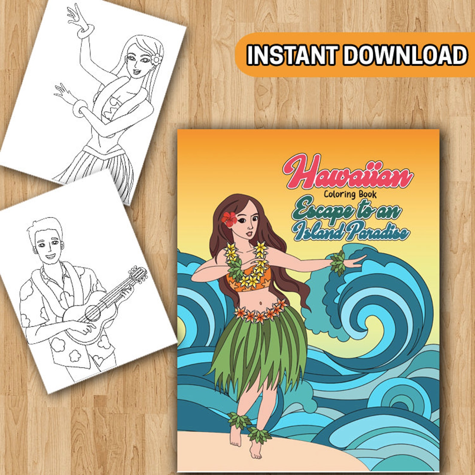 Hawaiian Coloring Book: Escape to an Island Paradise A Tropical ...