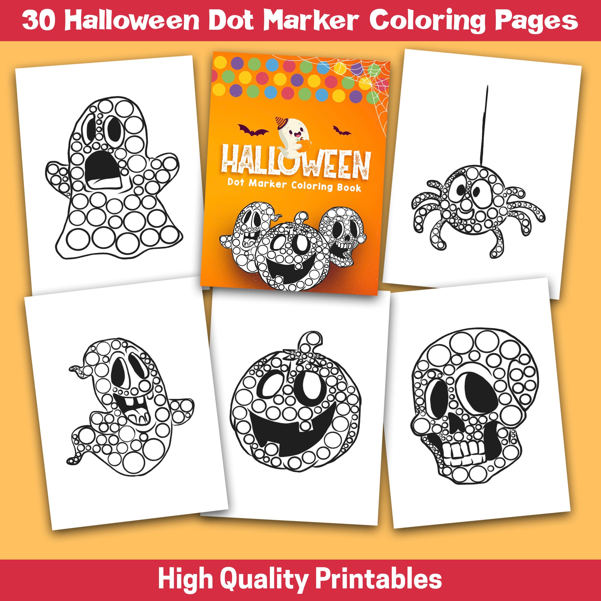 BEST VALUE - 30 Halloween Dot Marker Coloring Pages - Instant Download ...