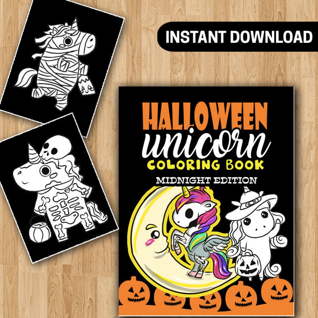 Halloween Unicorn Coloring Pages Midnight Edition for Girls A Fantasy ...
