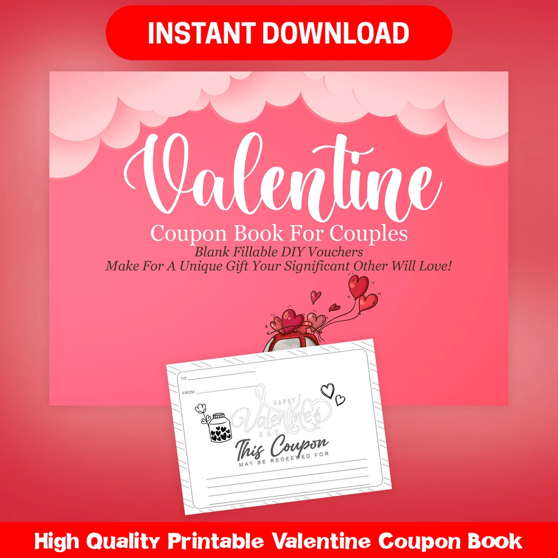 BEST VALUE 30 Valentine Coupon Book for Couples Instant Download DIY ...