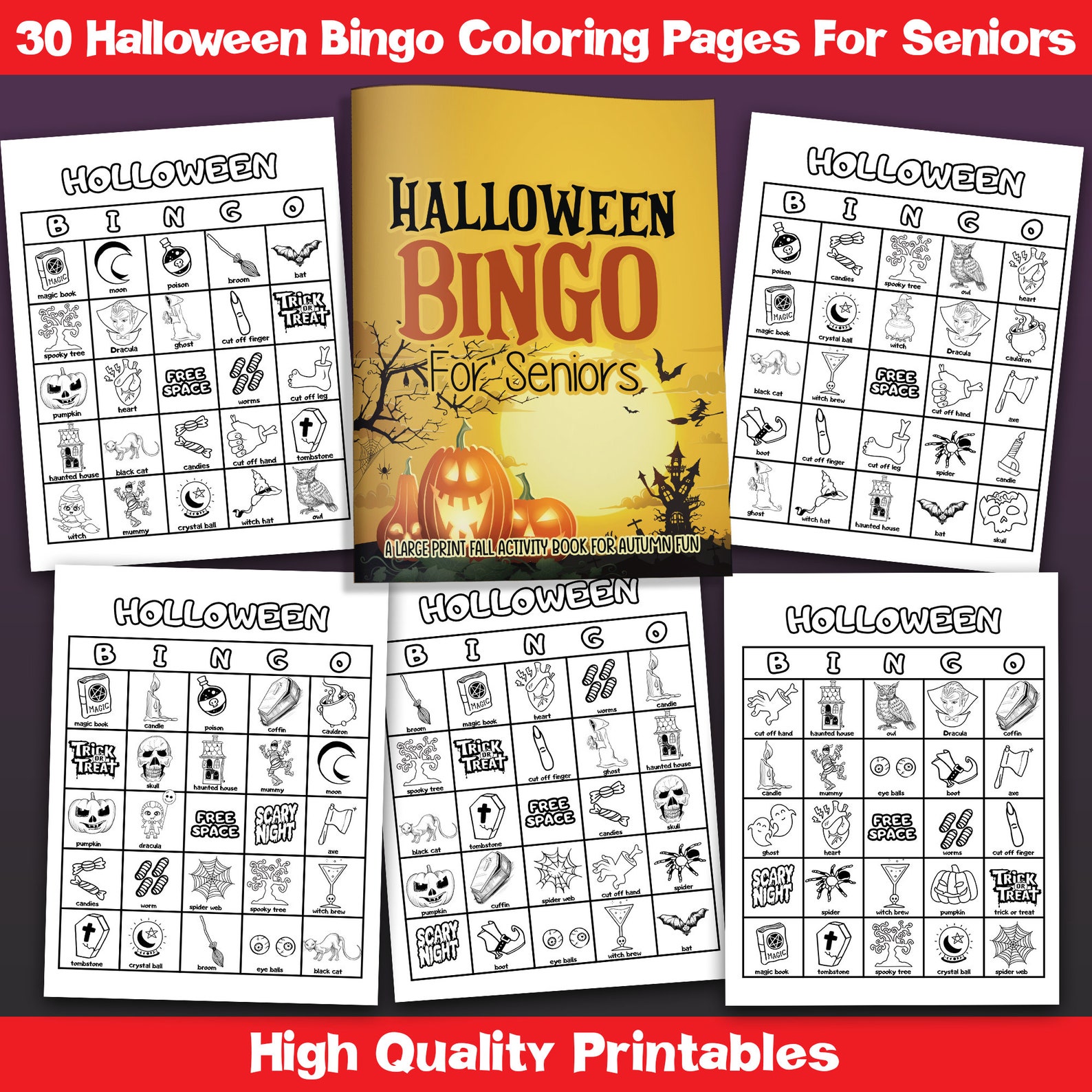 BEST VALUE Halloween Bingo Coloring Book Instant Download - Etsy