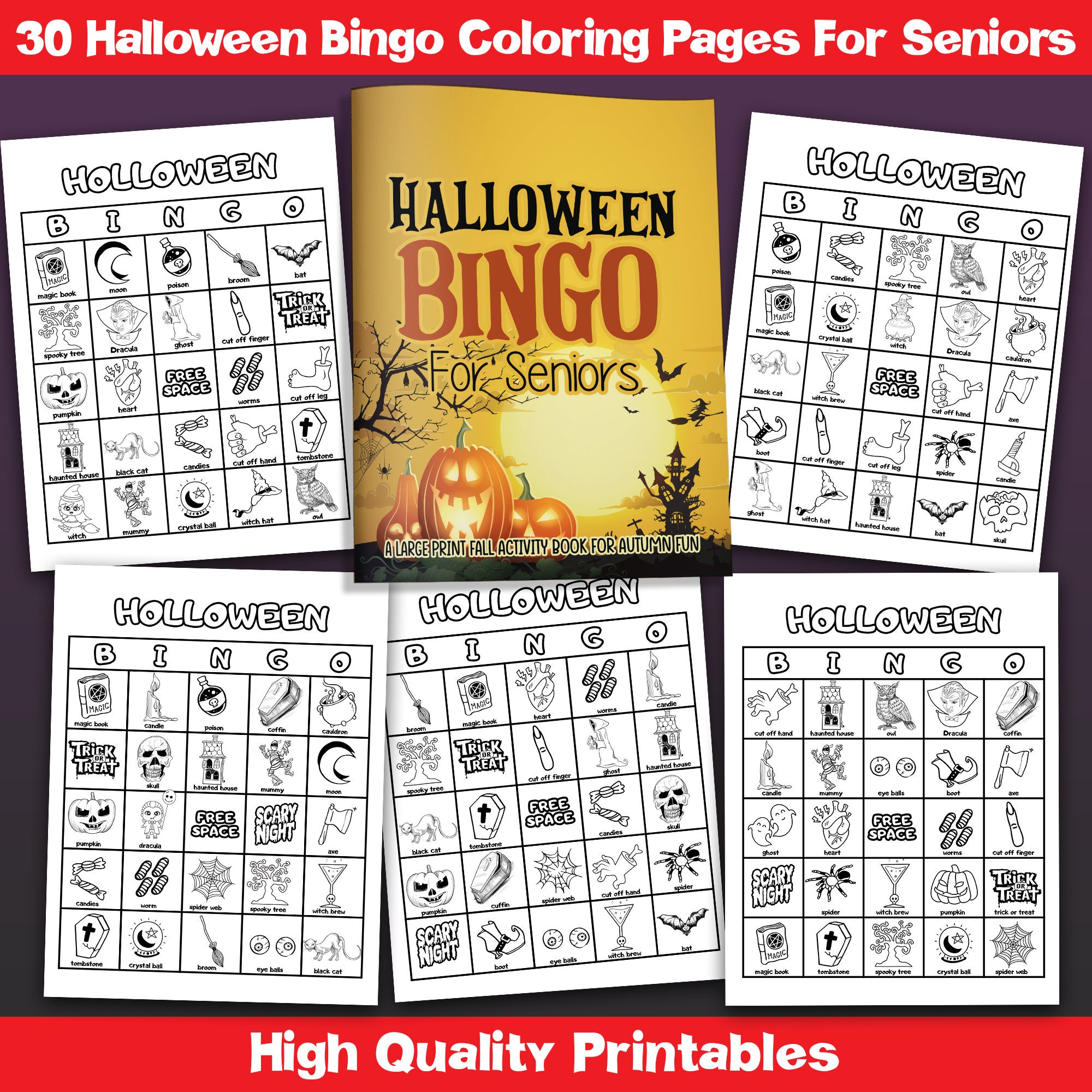BEST VALUE Halloween Bingo Coloring Book Instant Download - Etsy