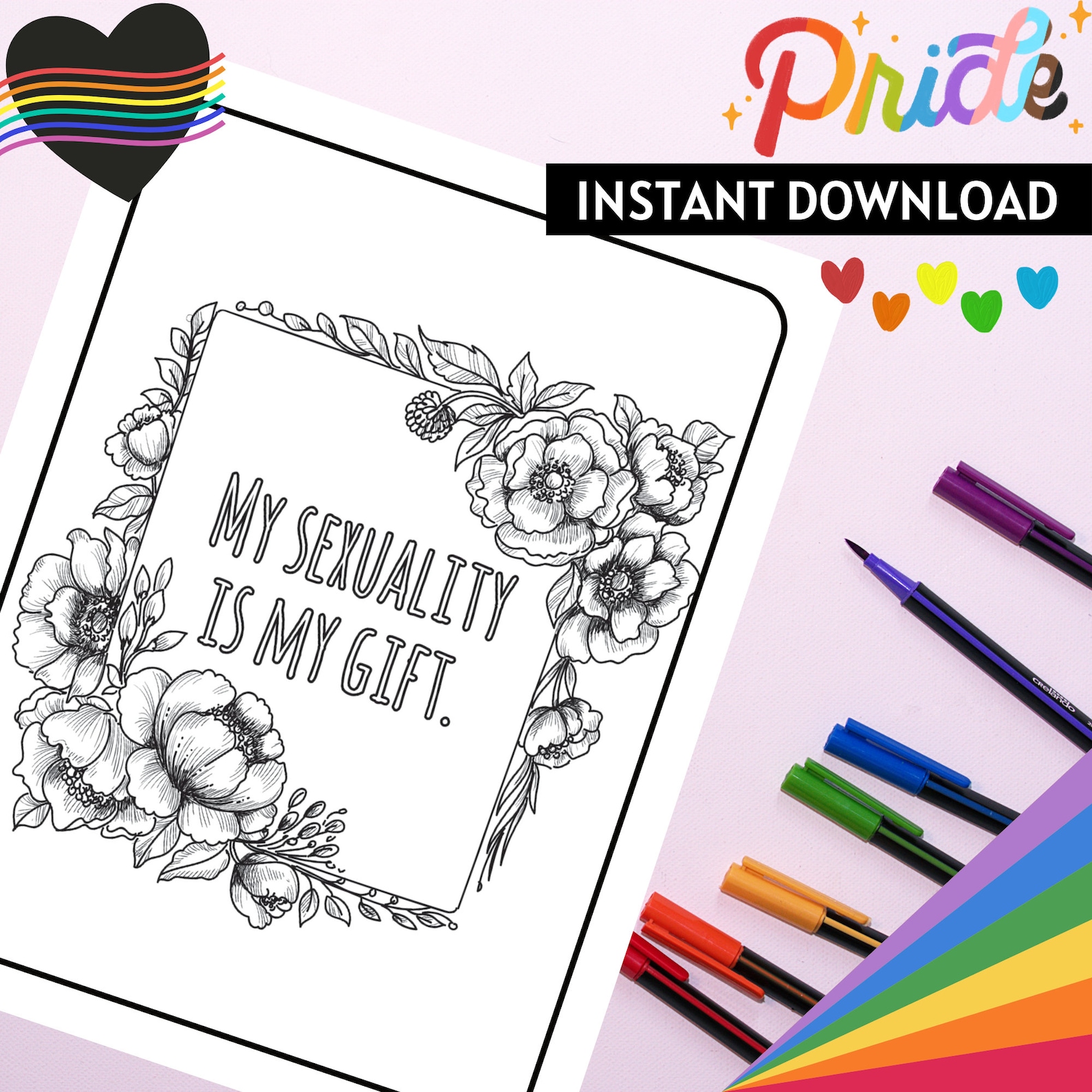 BEST VALUE Pride Month Coloring Page for LGBTQ Instant Download ...