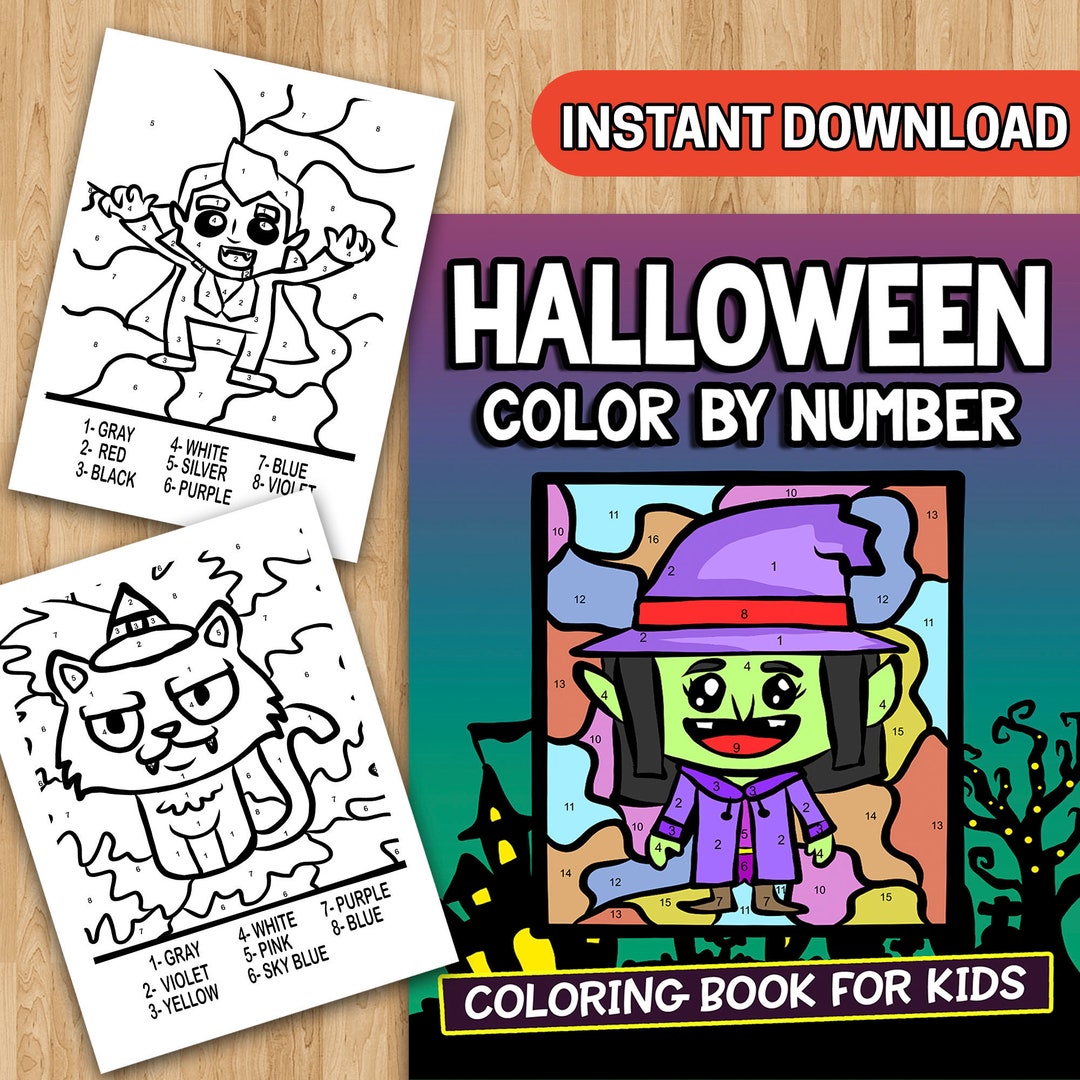 BEST VALUE - 30 Halloween Color by Number Coloring Pages - Instant ...
