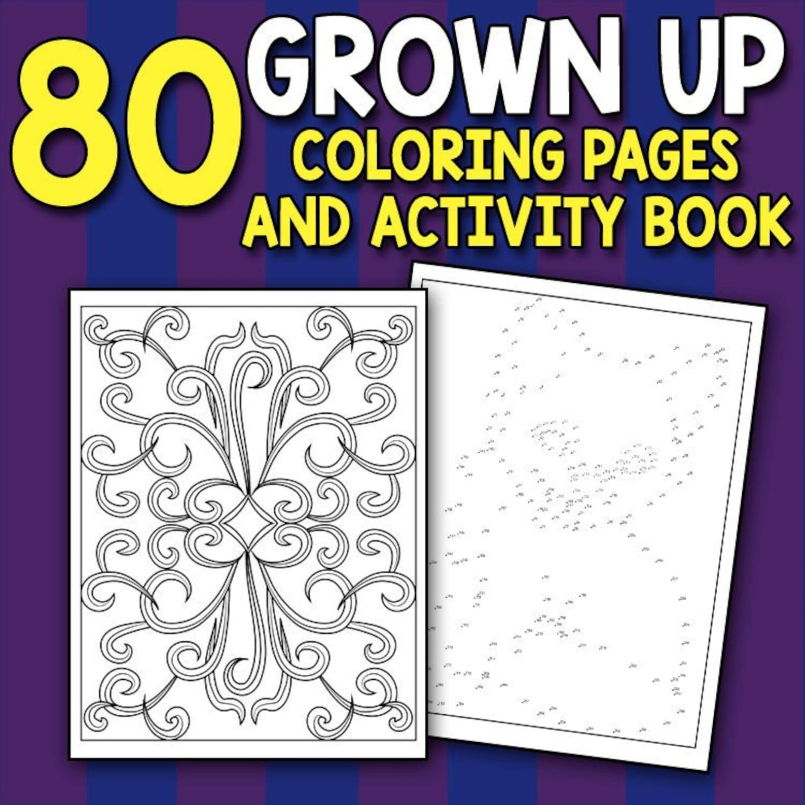 80 PAGES Grown up Activity Book Adult Activity Book Adult Coloring ...
