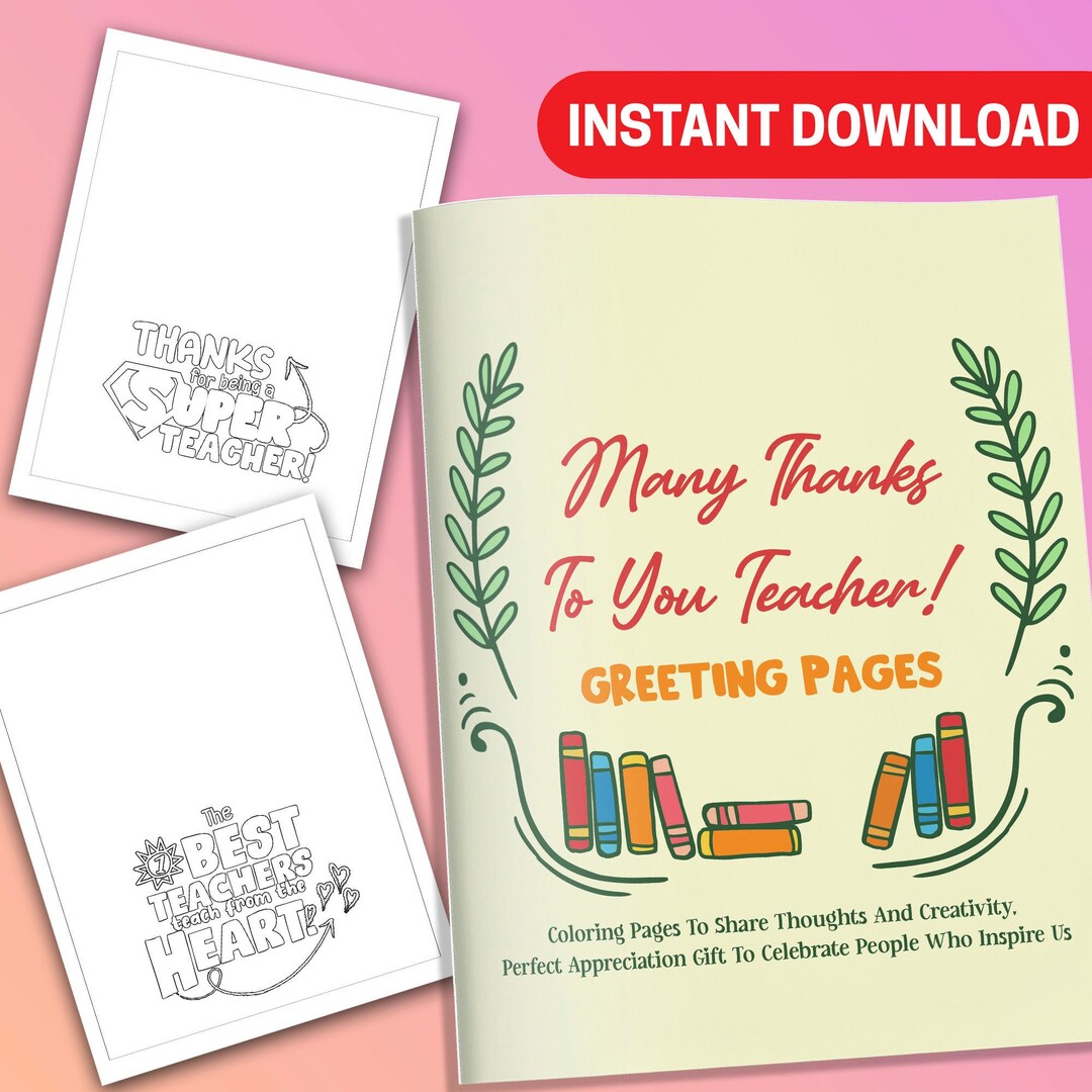 BEST VALUE 25 Many Thanks to You Teacher! Greeting Pages - Instant ...