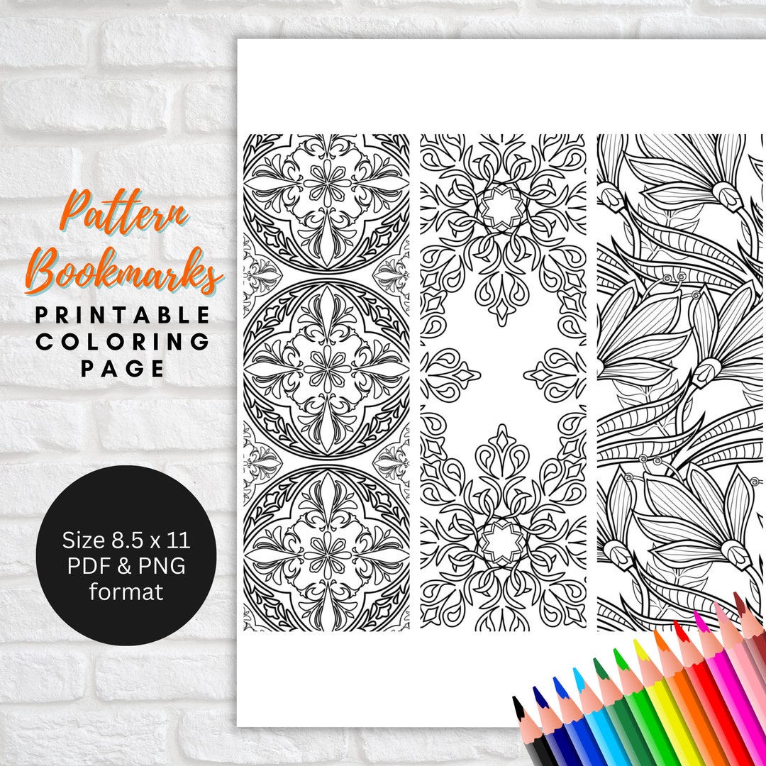 BEST VALUE Beautiful Patterns Coloring Bookmarks Set of 3 Bookmark PDF ...