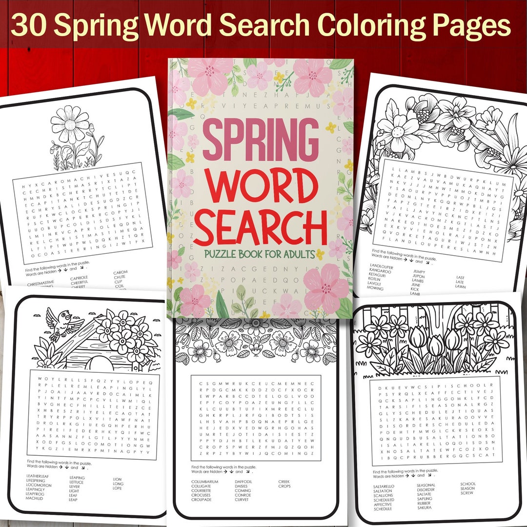 BEST VALUE Spring Word Search Puzzle Book for Adults - Instant Download ...
