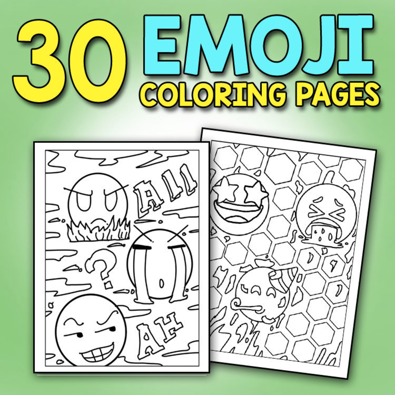 Emoji Coloring Book for Kids: Funny Faces With Super Cute - Etsy