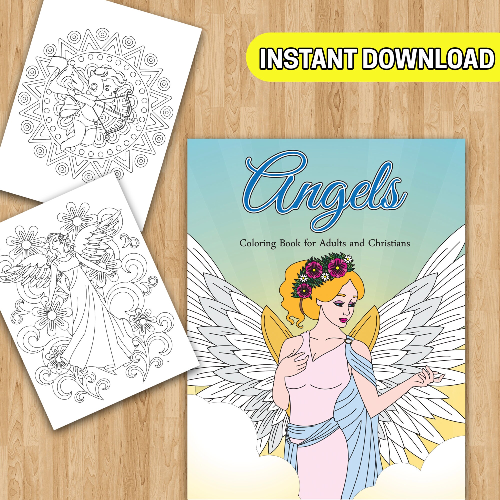 BEST VALUE 30 Angels Coloring Pages for Adults, Gift for Christian Kids ...